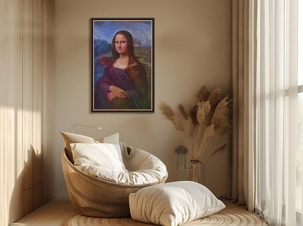 Mona Lisa Painting Reproduction Print on Canvas Oil Paint Texture ...